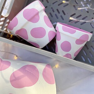 Hand Painted Pink Strawberry Cow Print Indoor Plant Pot, Terracotta ...