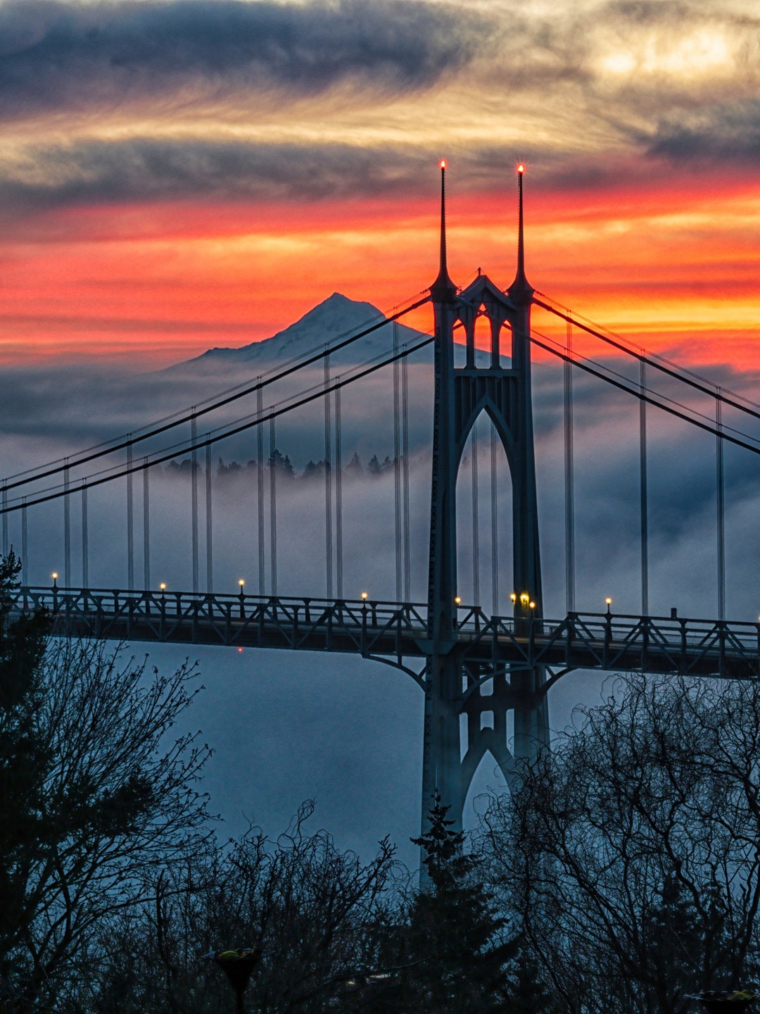 St. Johns Bridge Sunrise With Mt. Hood - Etsy