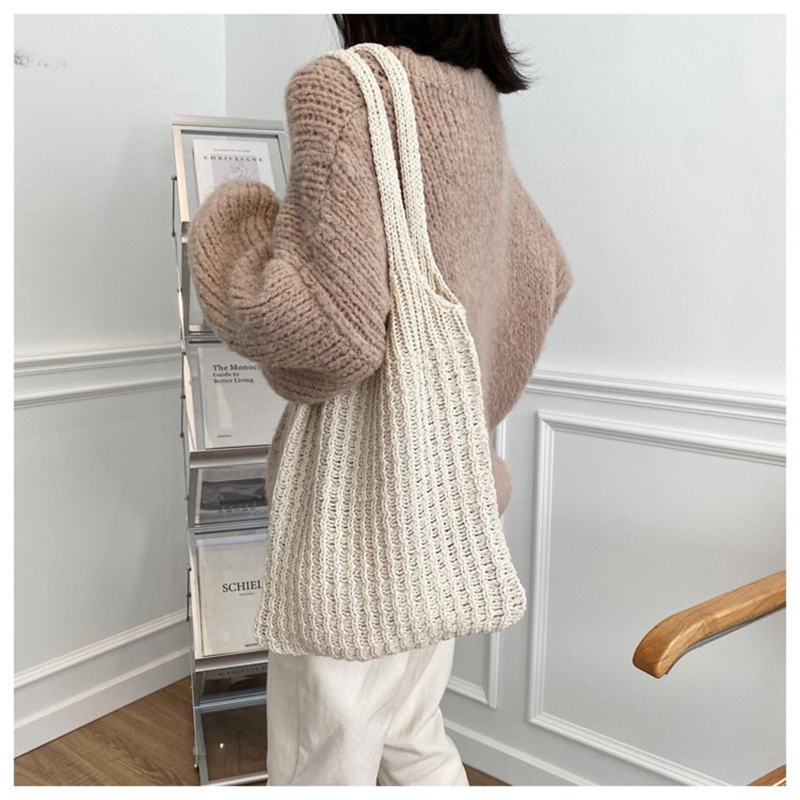 Knitted Tote Bag Crochet Bag Knitted Bag Eco Bag Women | Etsy