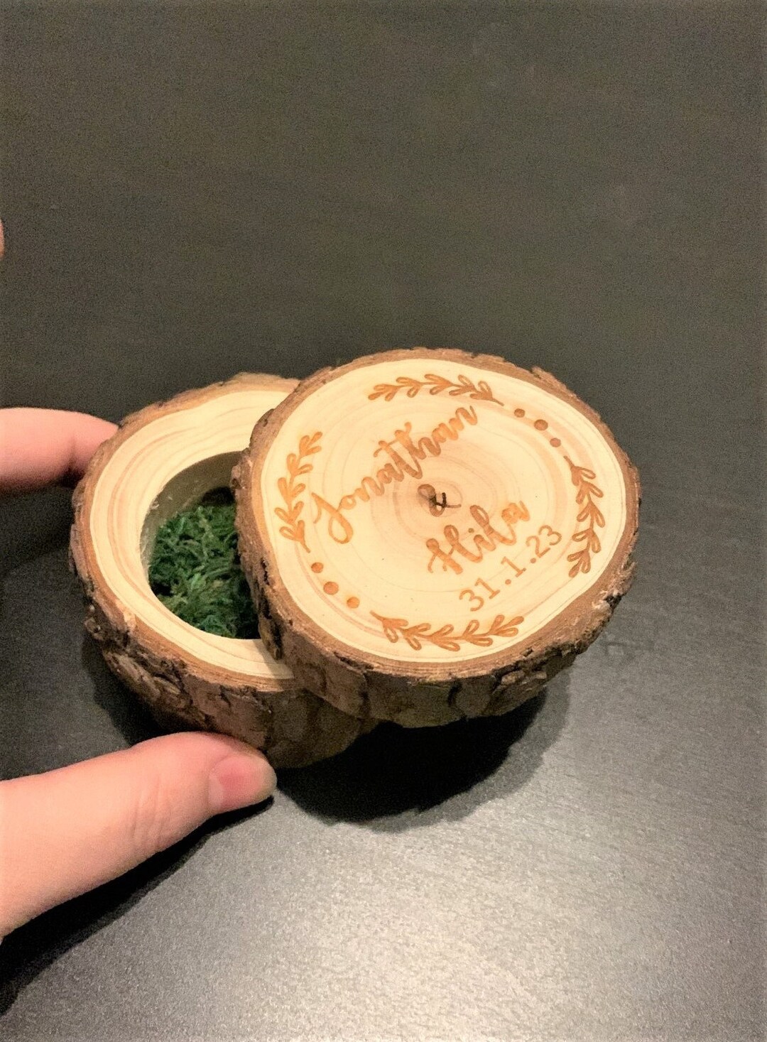 Personalized Jewelry Box in a Stump Engraved Engagement Ring - Etsy
