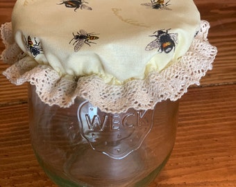 Hand Embroidered Linen Jar Cover, Mason Jar Cloth, Housewarming Gift ...