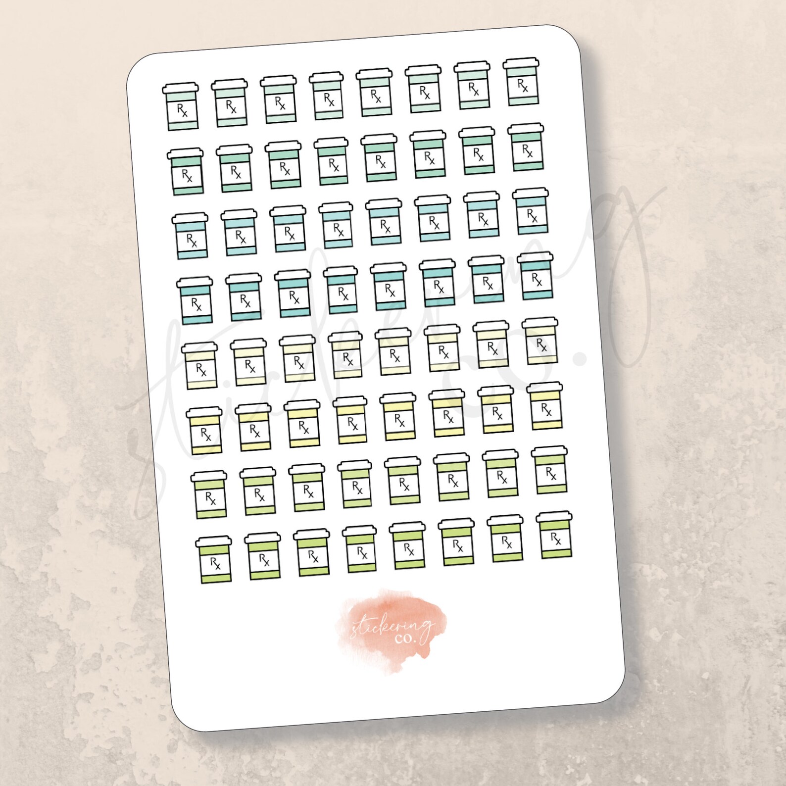 Rx Bottle Functional Planner Stickers, 64 Stickers (4x6 Sheet ...
