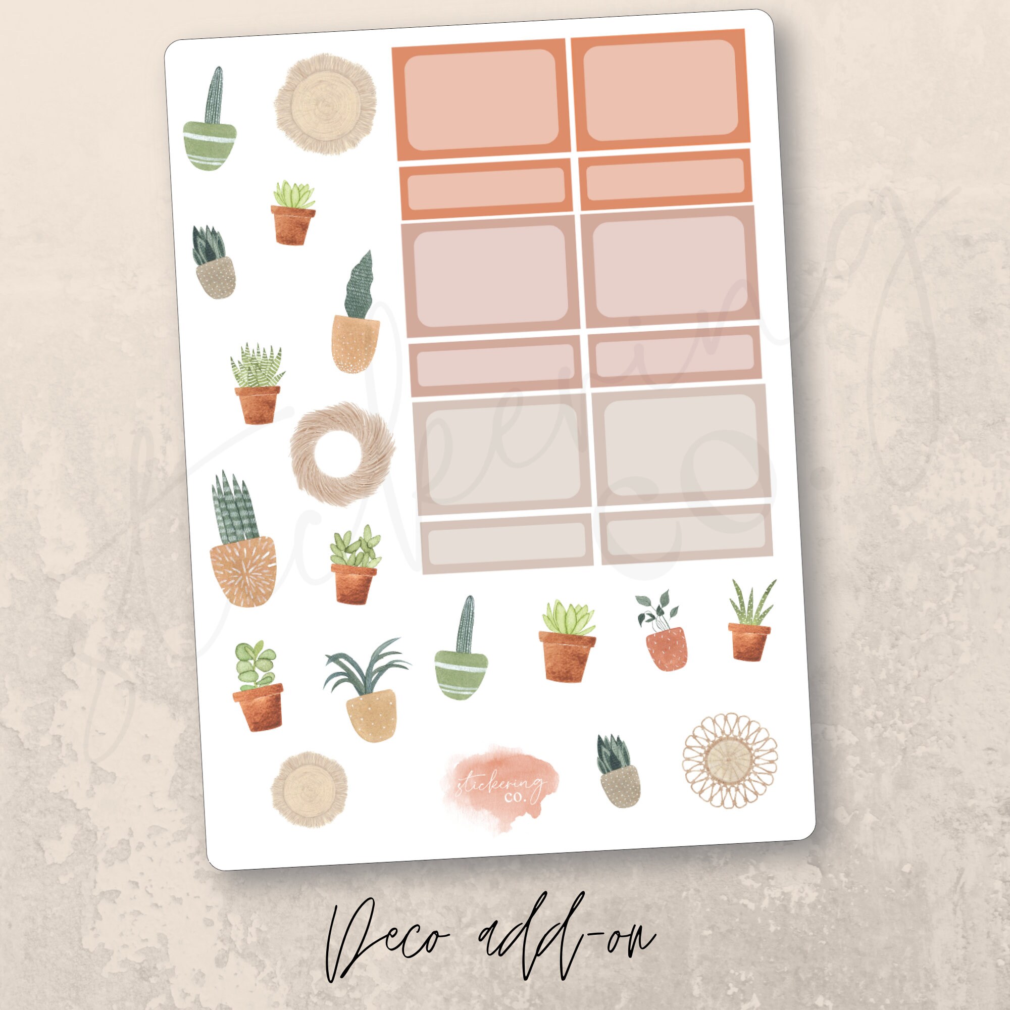 Vertical Boho Succulents Weekly Sticker Kit Erin Condren | Etsy