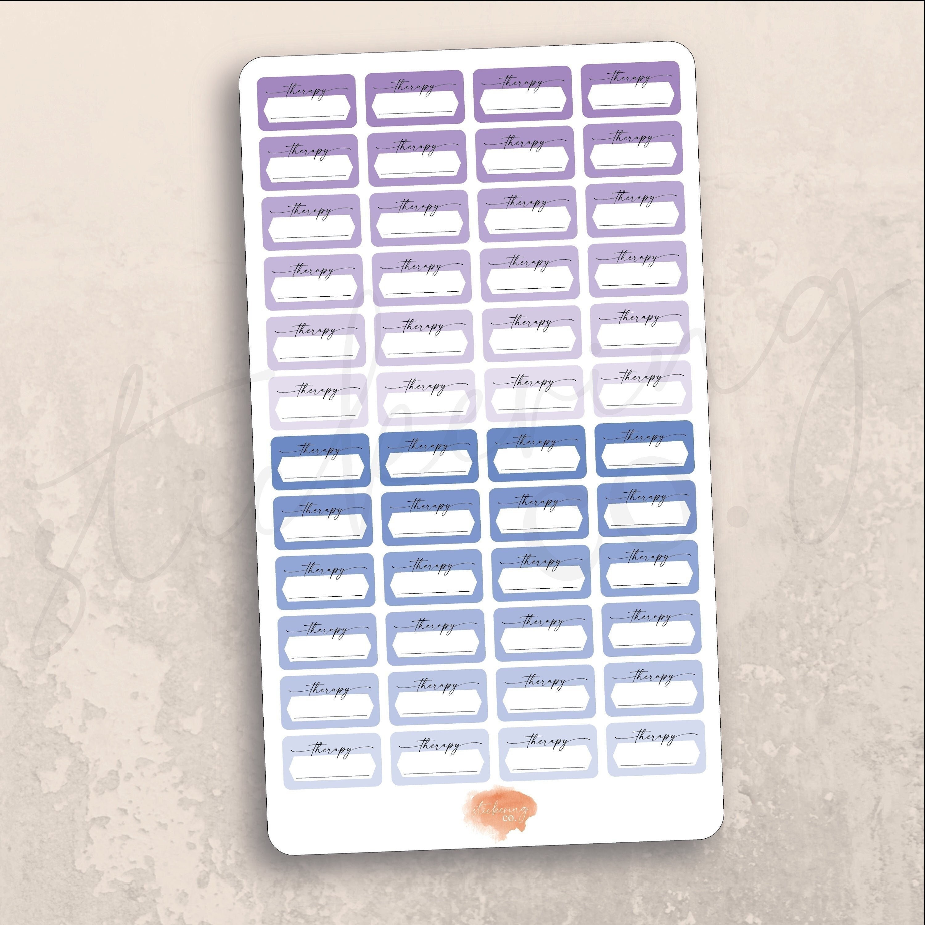 Therapy Half Width Functional Planner Stickers, 48 Stickers (4x7 Sheet ...