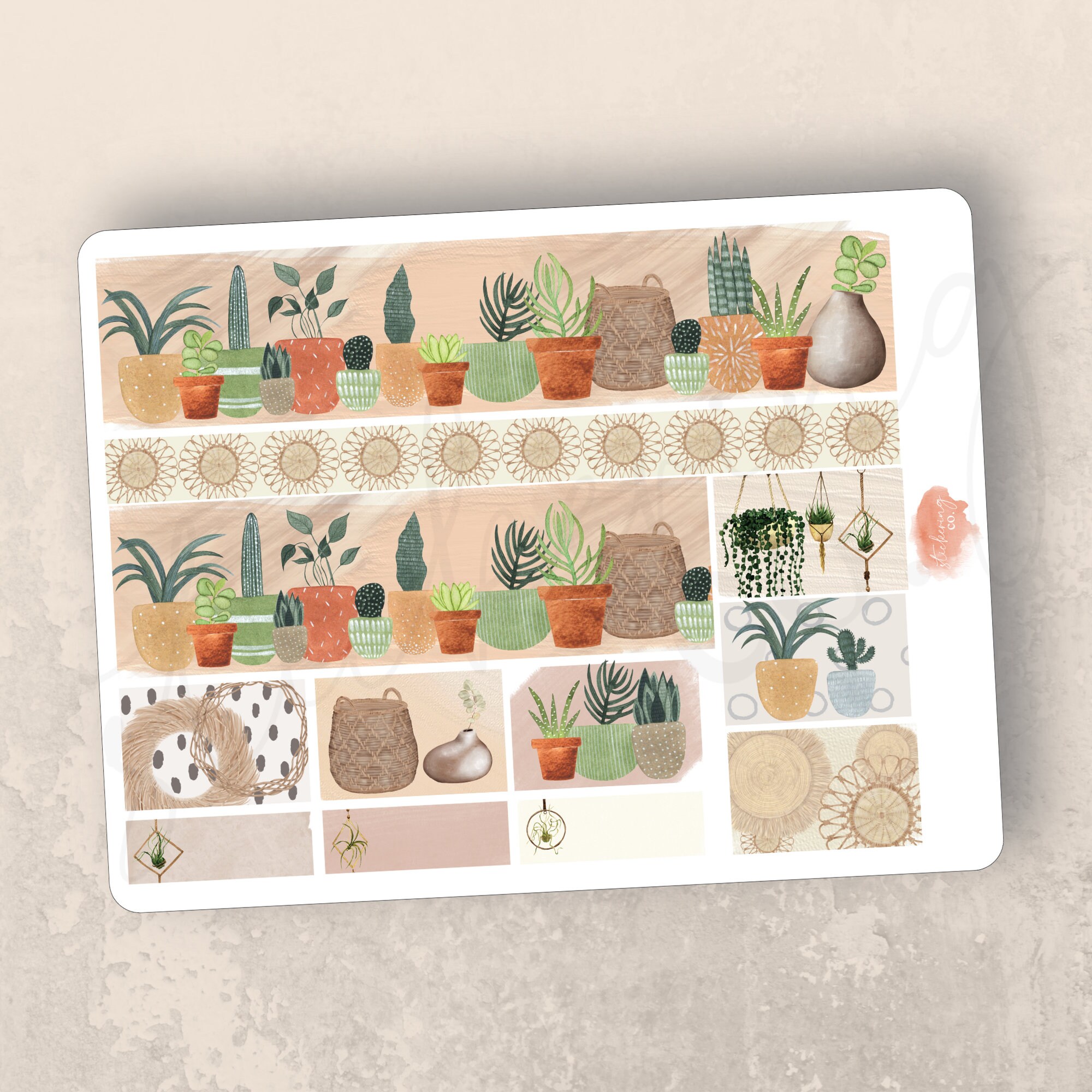 Vertical Boho Succulents Weekly Sticker Kit Erin Condren | Etsy