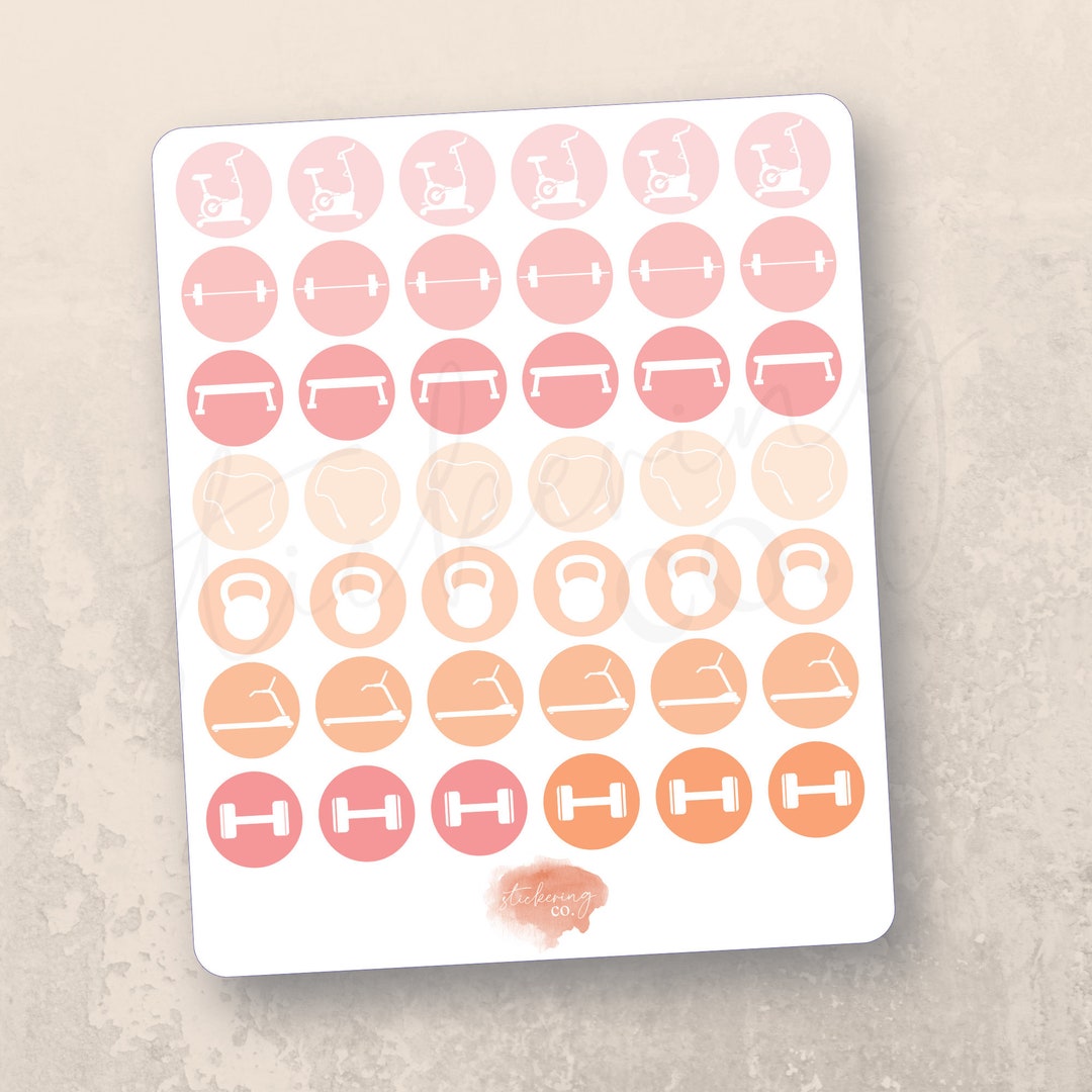 Exercising Icons Functional Planner Stickers, 42 Stickers (4.7x5.7 ...