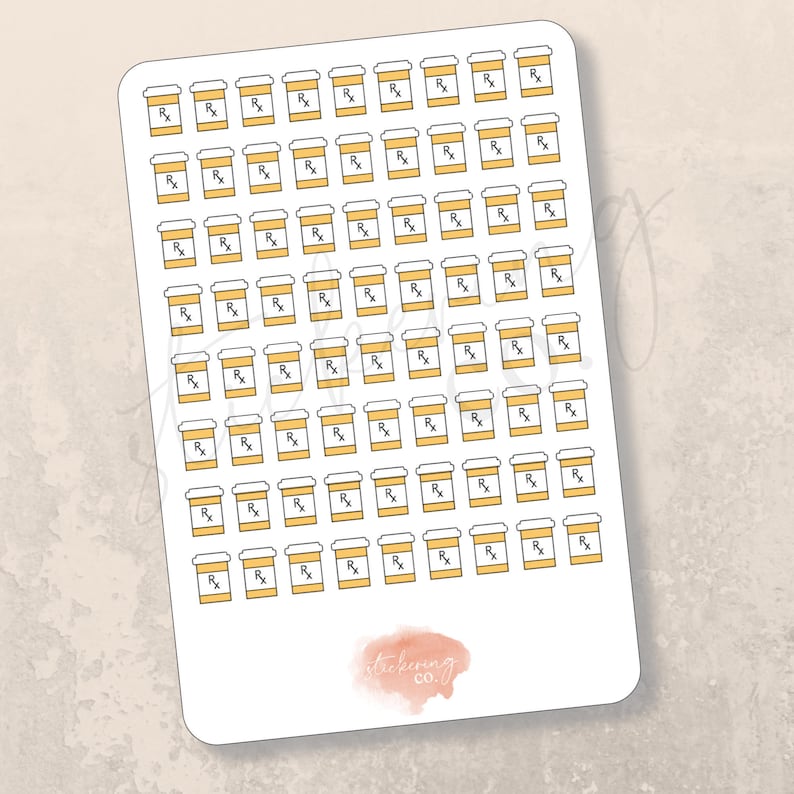 Rx Bottle Functional Planner Stickers, 64 Stickers (4x6 Sheet ...