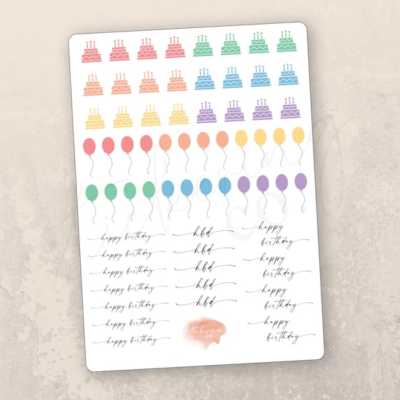 Happy Birthday Functional Planner Stickers 64 Stickers 5x7 | Etsy