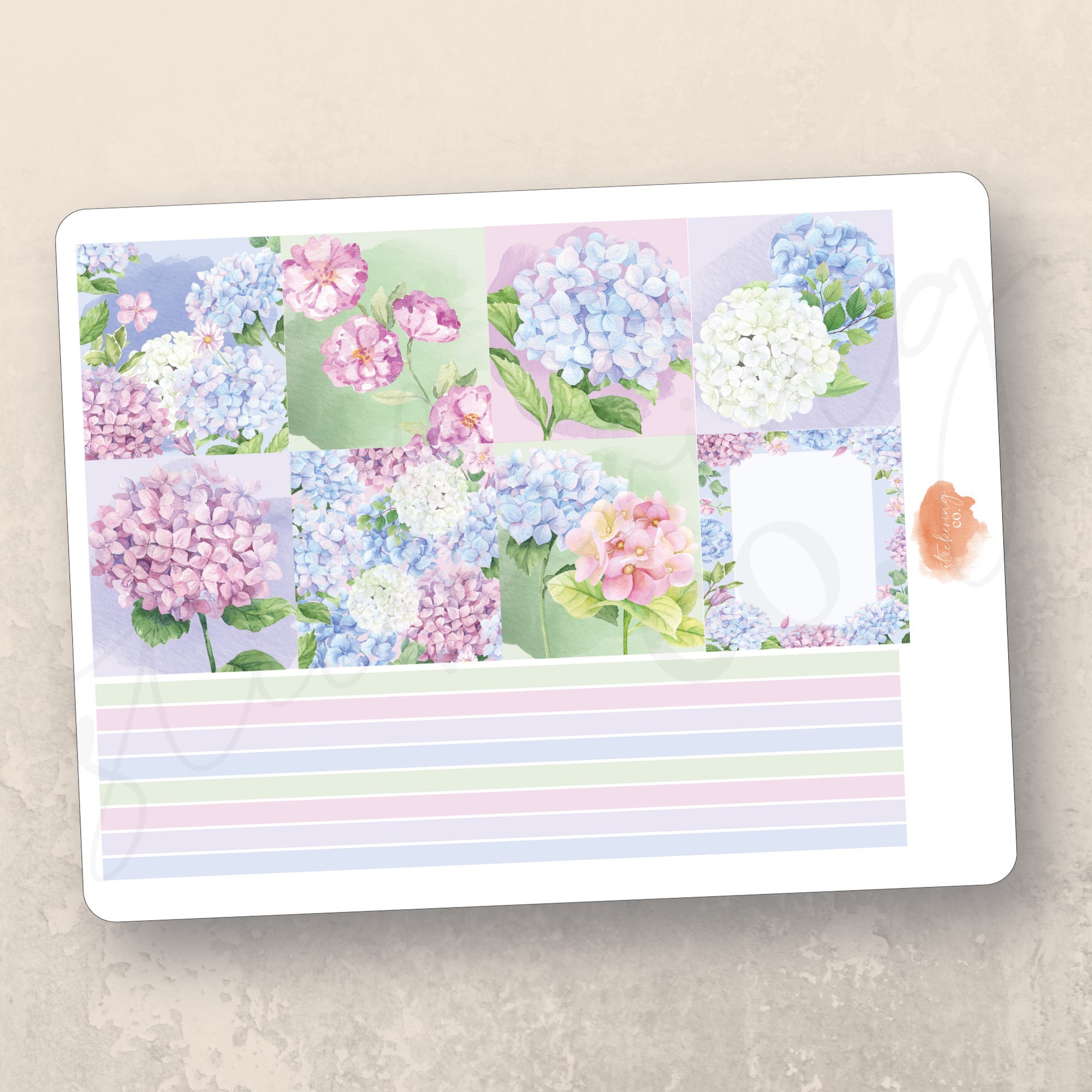 Horizontal Hydrangeas Watercolor Weekly Sticker Kit Erin | Etsy