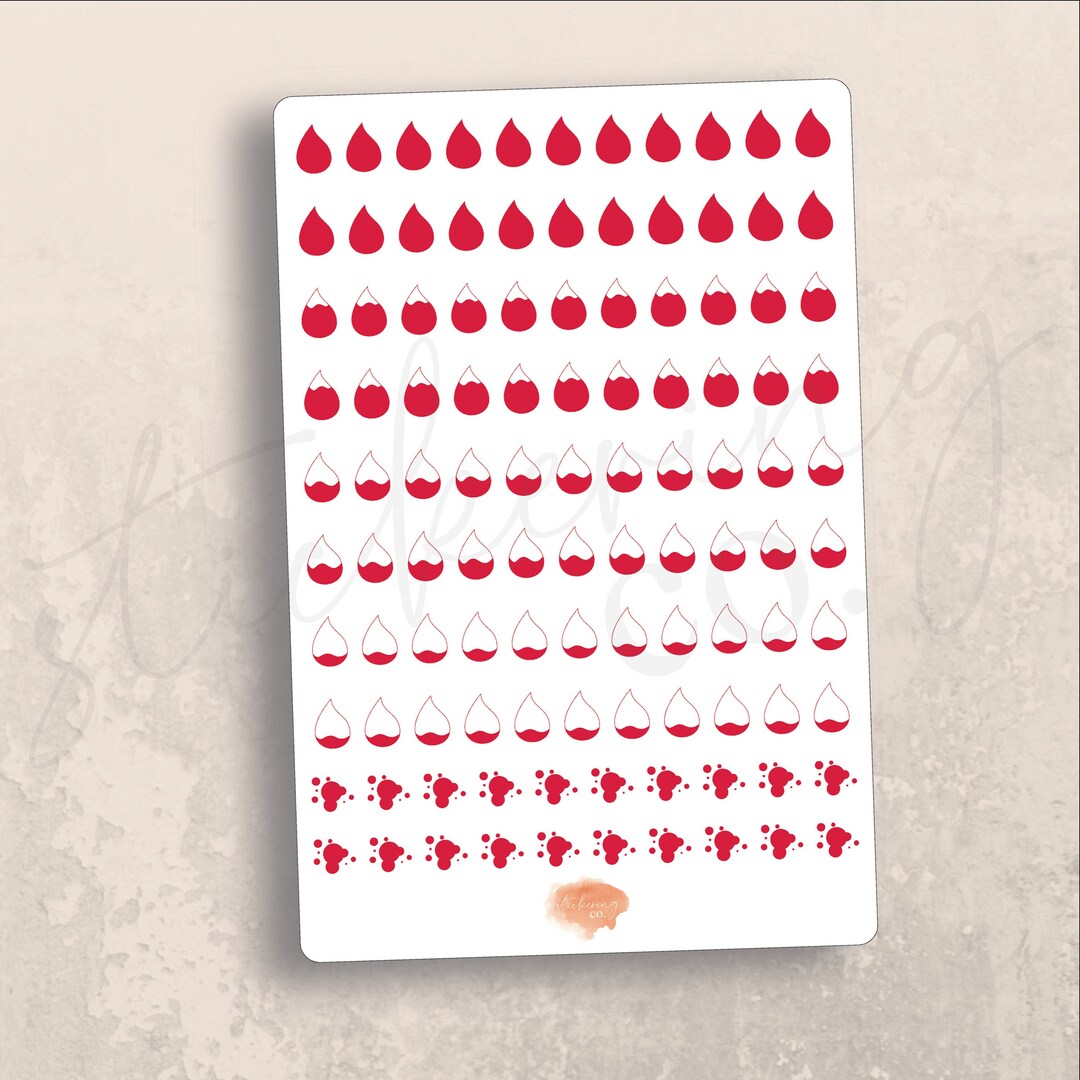 Period Tracker Functional Planner Stickers, 108 Stickers (4x6 Sheet ...