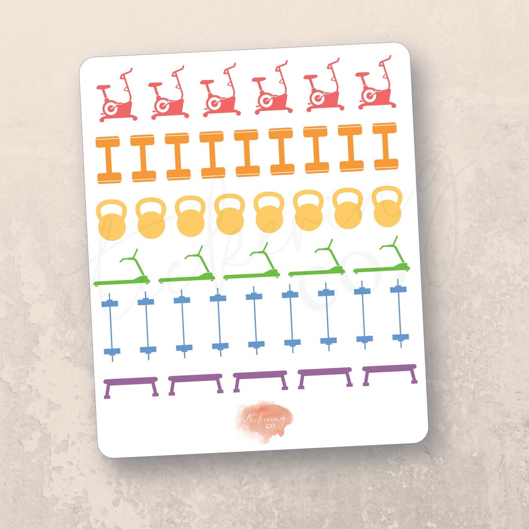 Exercising Icons Functional Planner Stickers, 42 Stickers (4.7x5.7 ...