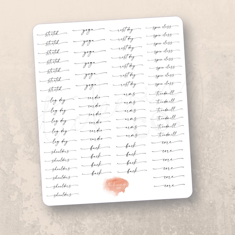Exercising Scripts Planner Stickers 70 Stickers 7x8 Sheet | Etsy