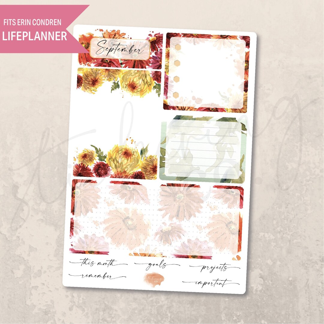 Notes Page September Chrysanthemums 7x9 Monthly Planner, Erin Condren ...