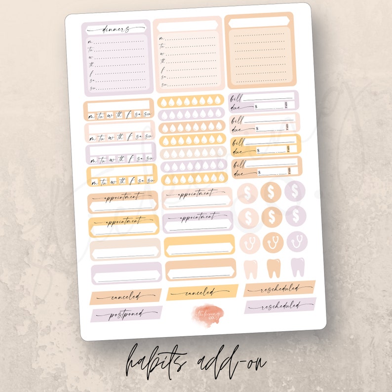 Horizontal Pampas Sunset Watercolor Weekly Sticker Kit, Erin Condren ...