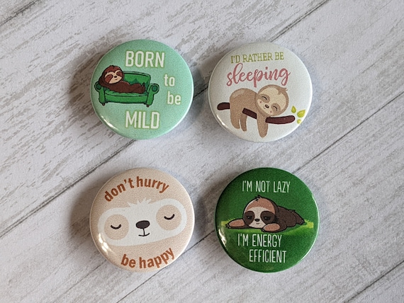 Cute Sloth Pin Button / Magnet Set - Etsy