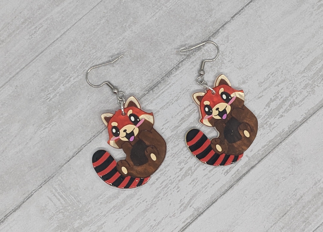 Adorable Kawaii Red Panda Dangle Earrings - Etsy