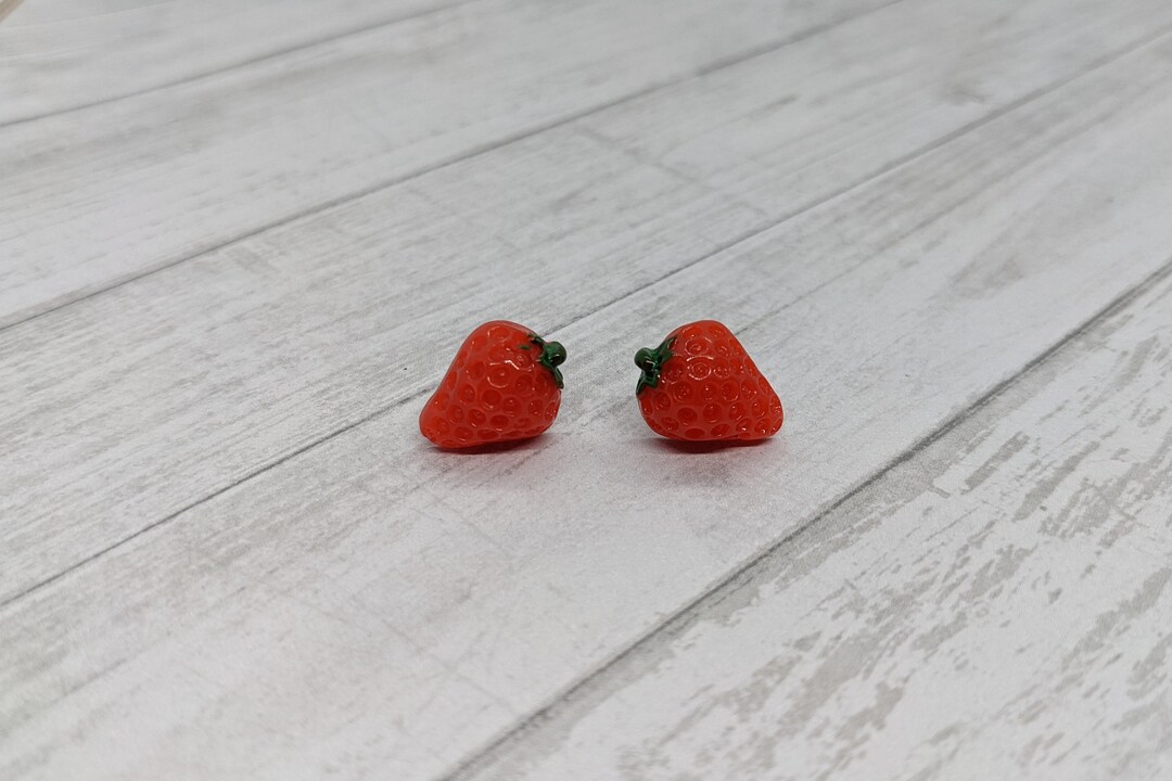 Strawberry Stud Earrings - Etsy