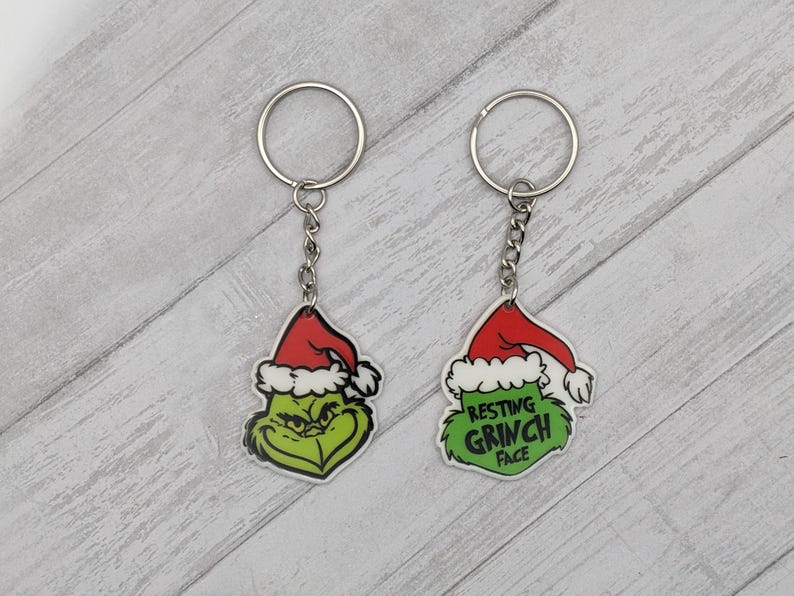 Festive Grinch Keychain - Etsy