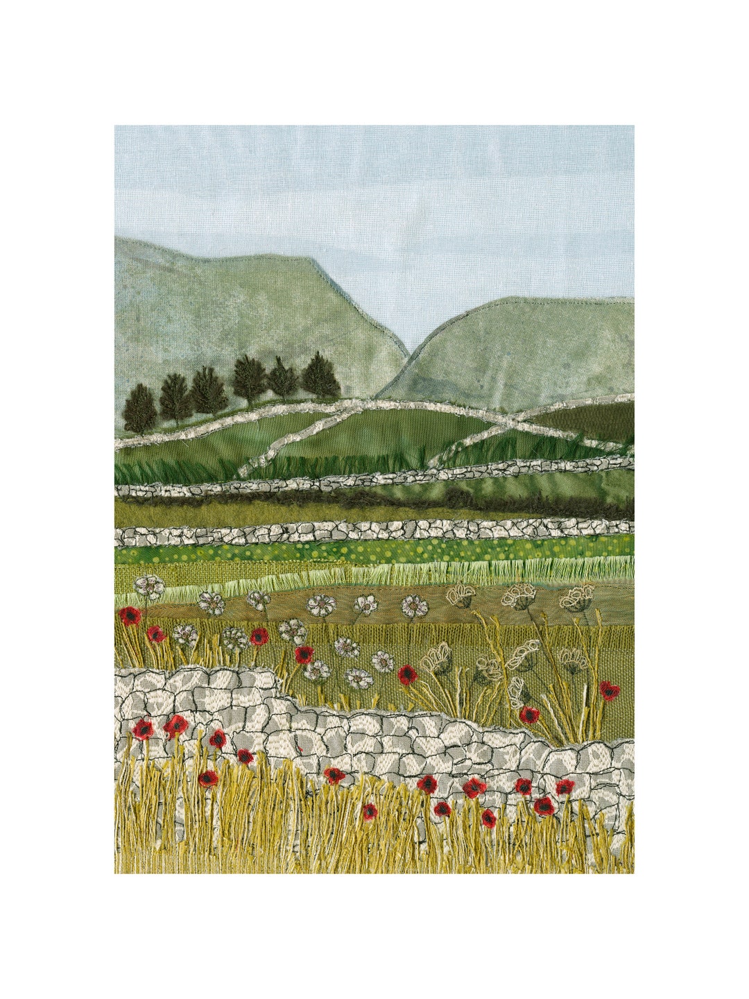 Poppies in the Peak. Signed Giclée Print of Original Textile Art by ...