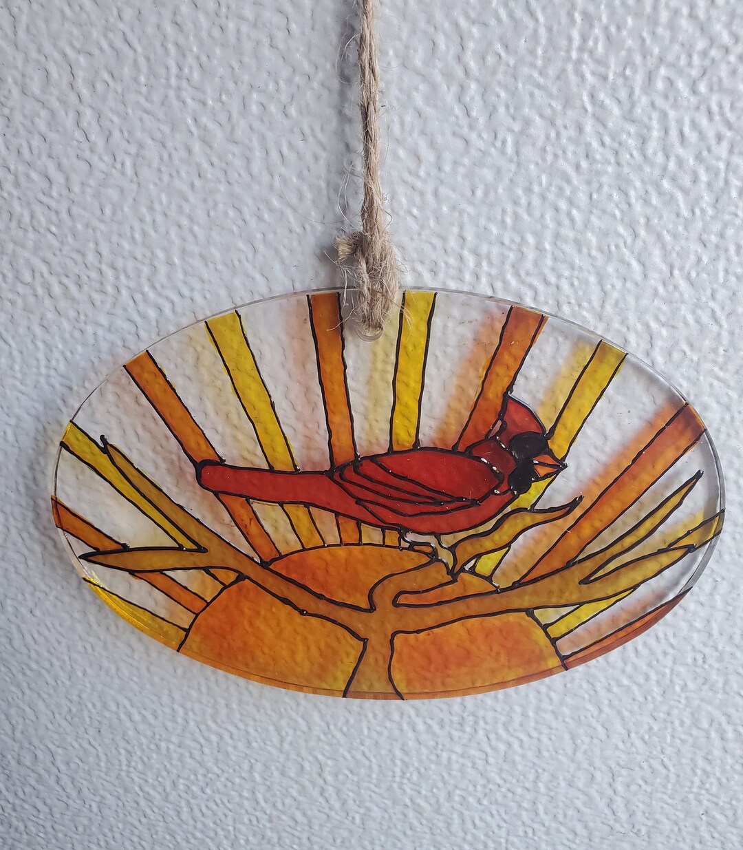 Cardinal Suncatcher Red Bird Decor - Etsy