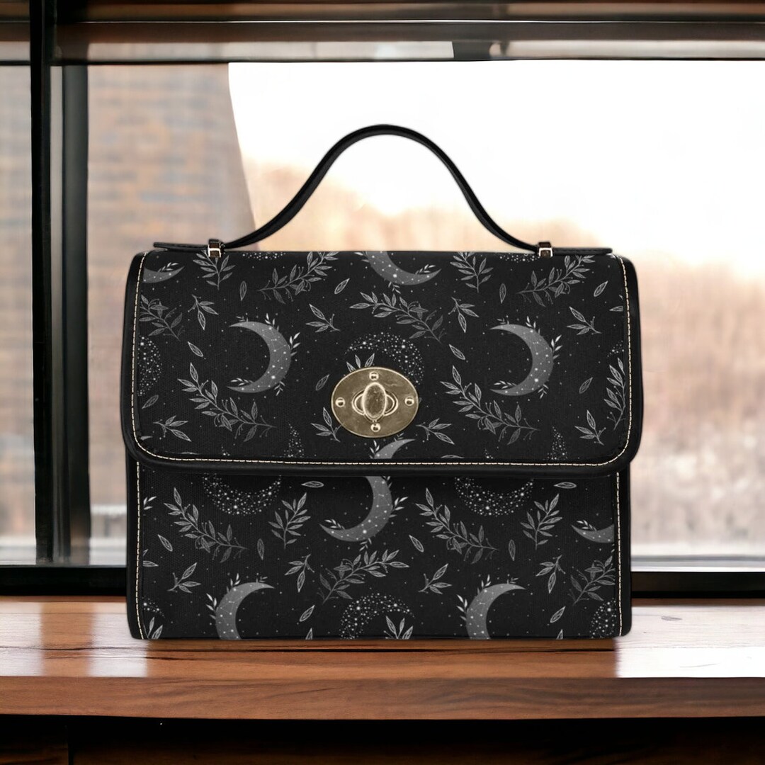Moon Witch Canvas Bag, Witchy Celestial Purse, Cute Cottagecore Witch ...
