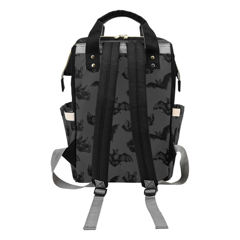 Spooky Bat Print Diaper Bag, Gothic Baby Backpack, Halloween Nappy Tote ...