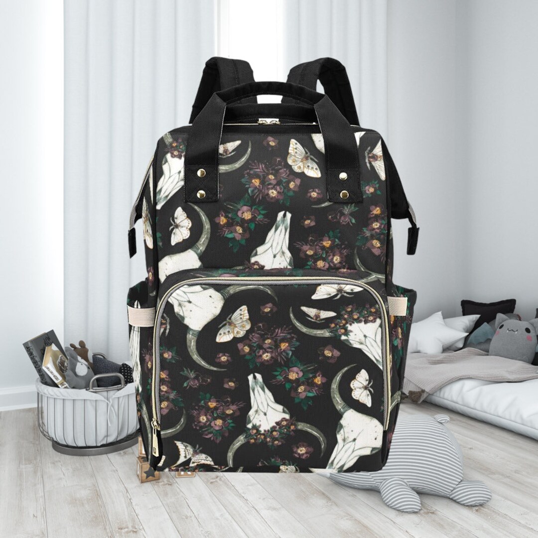 Cottagecore Skull Moth Backpack Goth Baby Stuff Goth Baby Bag - Etsy