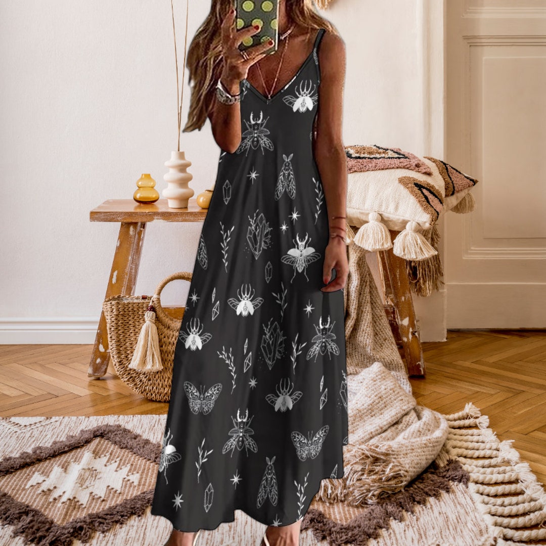 Gothic Maxi Dress, Spooky Dress, Long Gothic Dress, Witchy Goth Summer ...