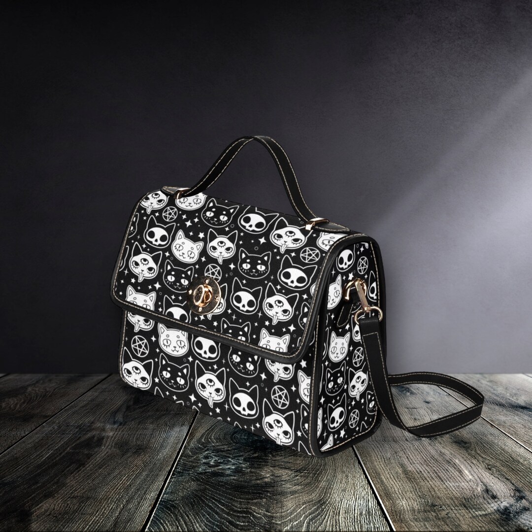 Spooky Cats Goth Satchel Bag, Pastel Goth Purse, Nu Goth, Occult Symbol ...