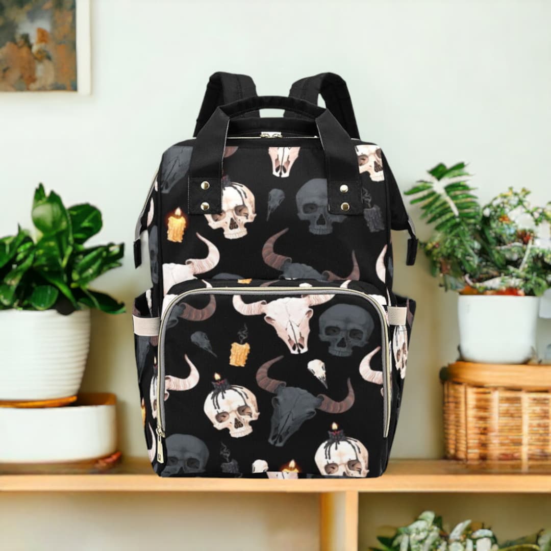 Baby Goth Skull Diaper Nappy Bag Goth Baby Bag Goth Backpack Goth Purse ...