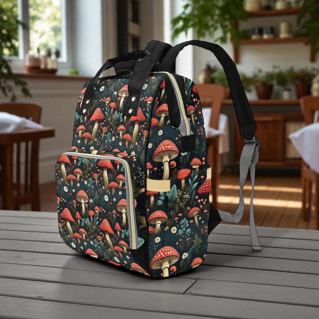 Mushroom Diaper Backpack, Fairycore Baby Bag for Moms, Red Toadstool ...