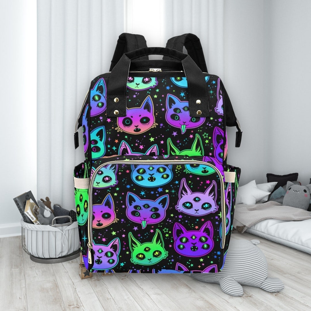 Neon Cat Baby Diaper Nappy Bag Goth Baby Bag Goth Backpack - Etsy