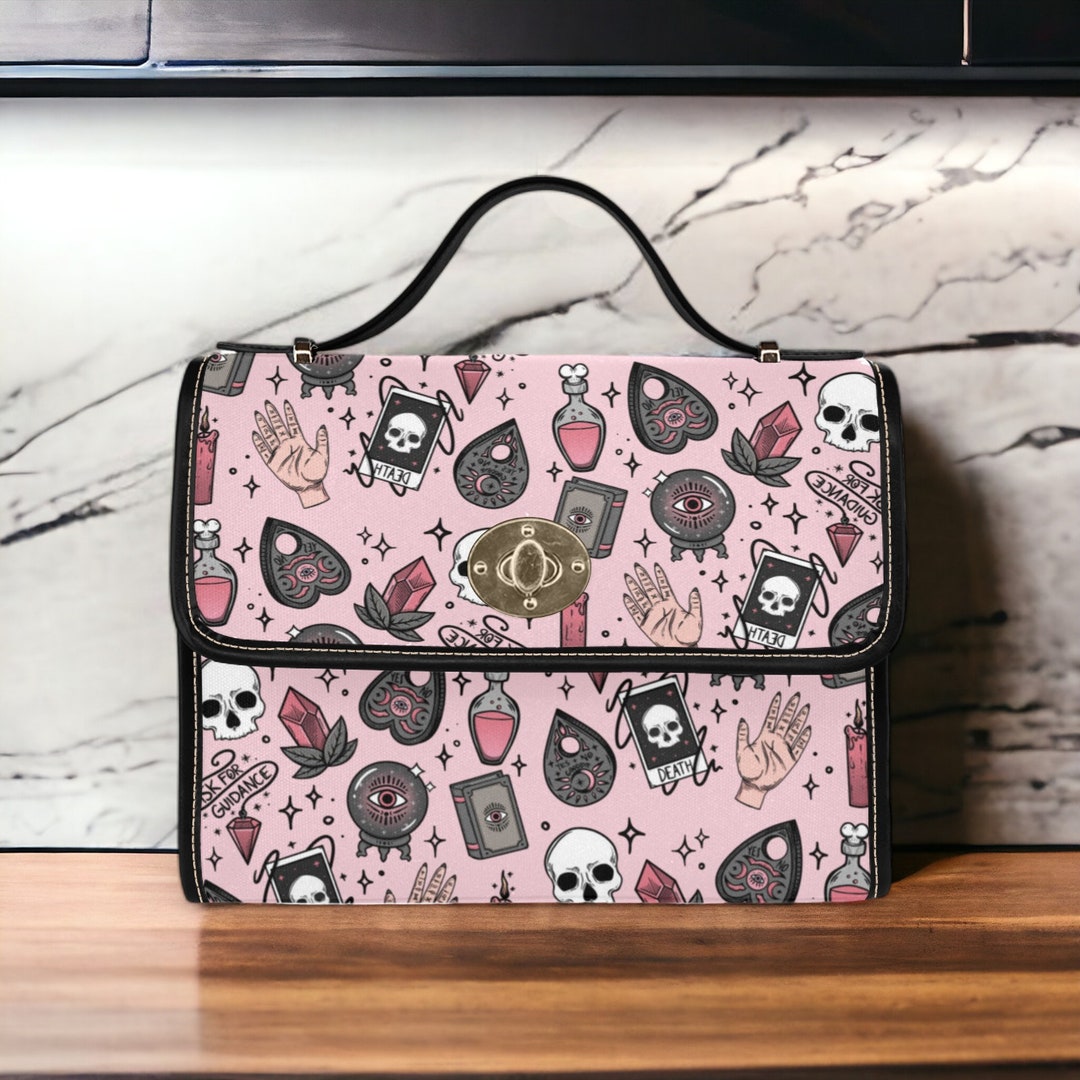 Pink Kawaii Cute Witch Potions Canvas Satchel Bag, Witchy Bag for Women ...