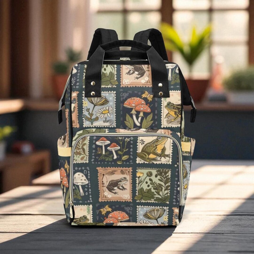 Mushroom Frog Patchwork Bag, Woodland Cottagecore Backpack, Enchanted ...