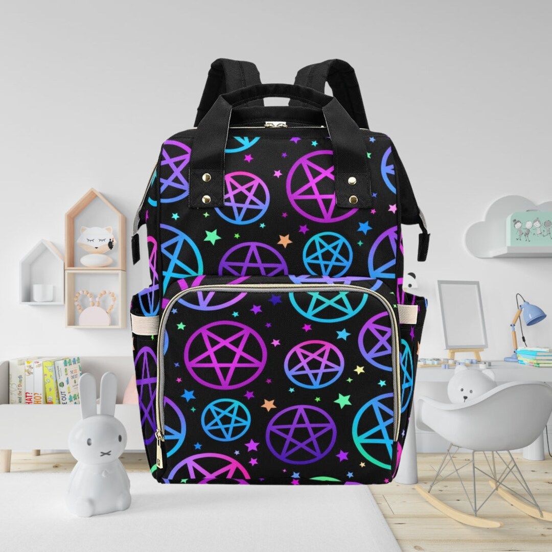 Occult Pentagram Neon Backpack Goth Baby Stuff Goth Baby Bag - Etsy