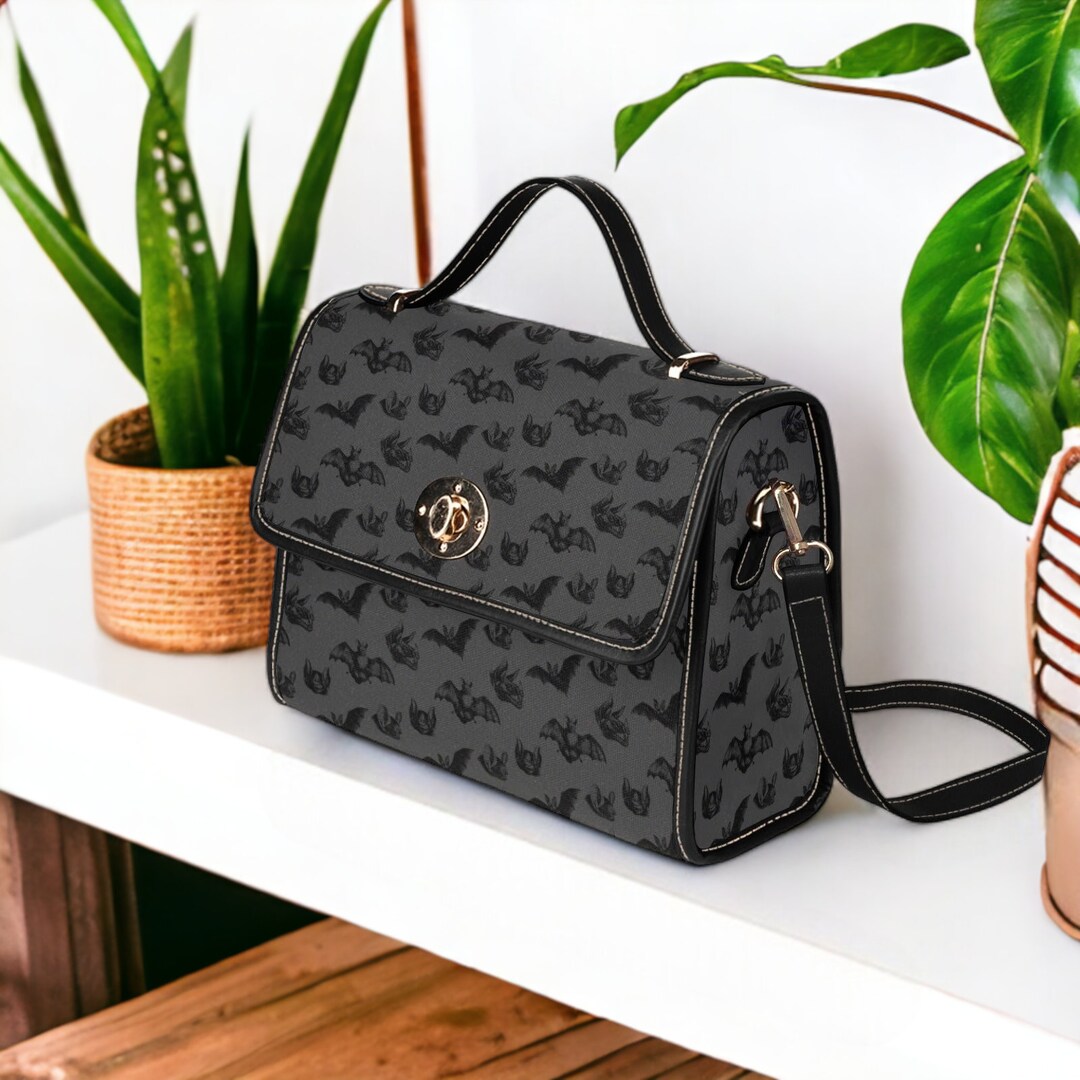 Bat Gothic Purse, Canvas Satchel Bag, Vegan Hand Bag Goth Bag ...