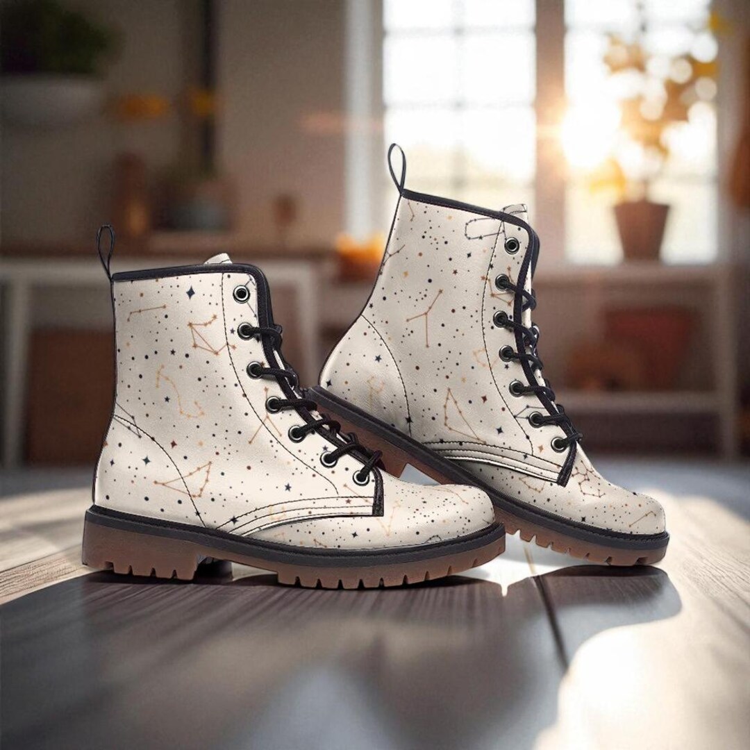Constellation Combat Boots, Vegan Leather Astrology Festival Shoes ...