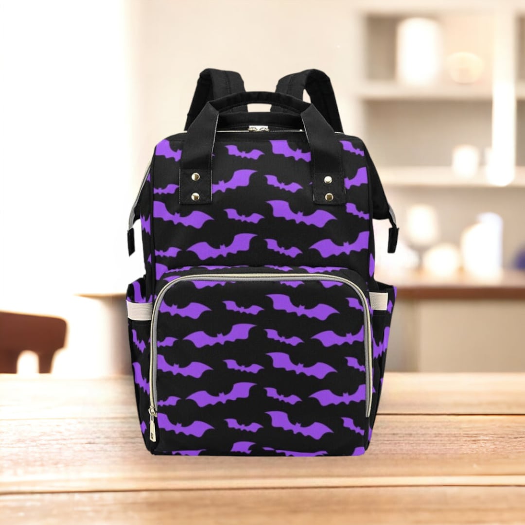Goth Purple Bats Diaper Bag | Diaper Backpack | Gothic Diaper Bag ...