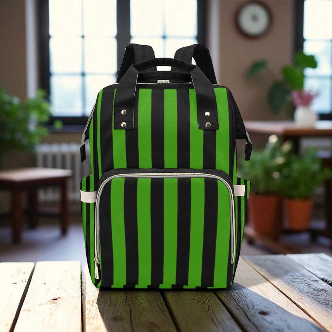 Green Stripe Backpack, Punk Festival Diaper Bag, Alt Fashion Travel ...