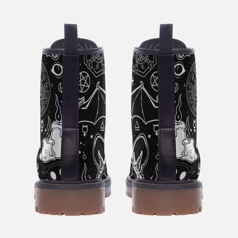 Zodiac Circle Combat Boots, Astrology Occult Lace up Shoes, Celestial ...