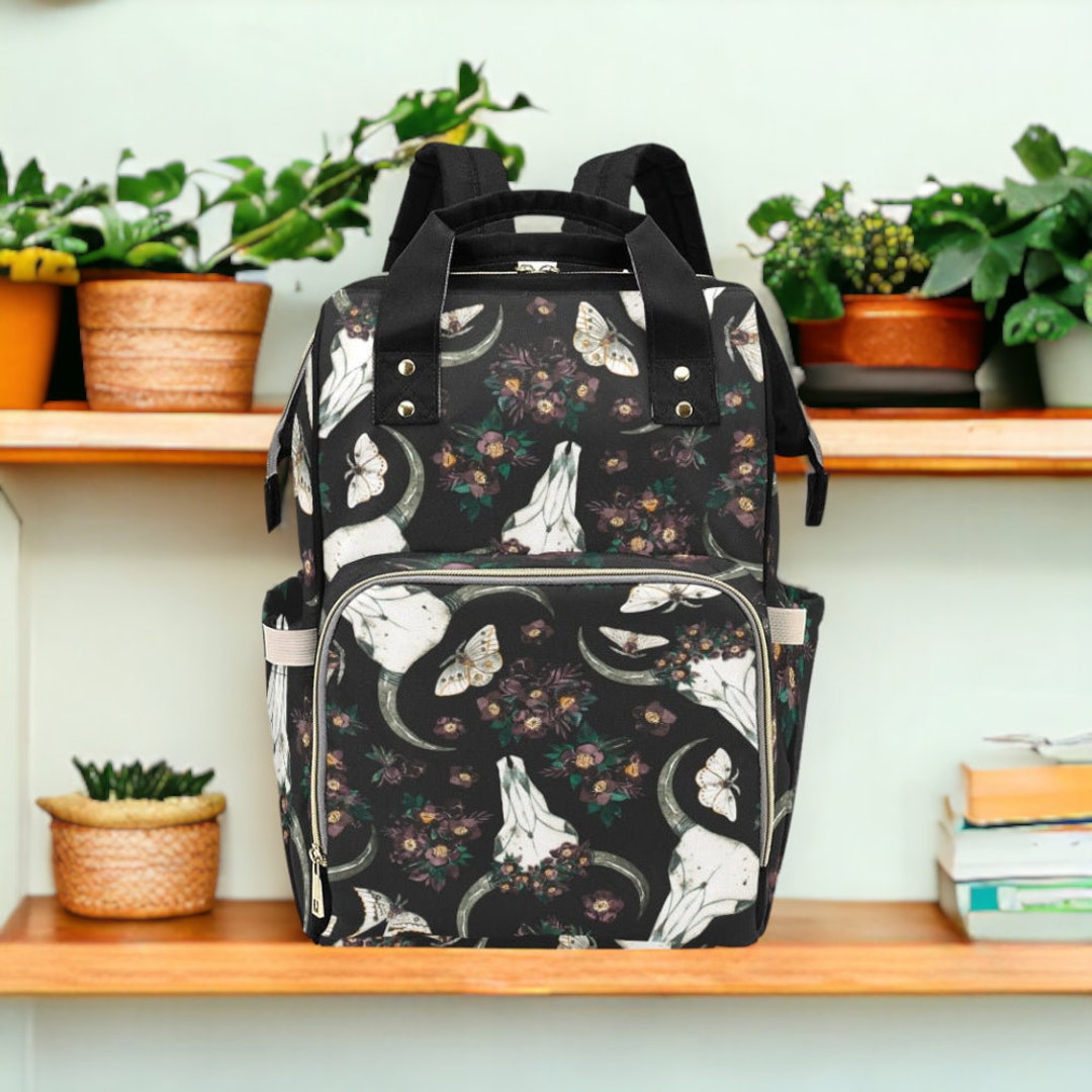 Cottagecore Skull Moth Backpack Goth Baby Stuff Goth Baby Bag Creepy ...