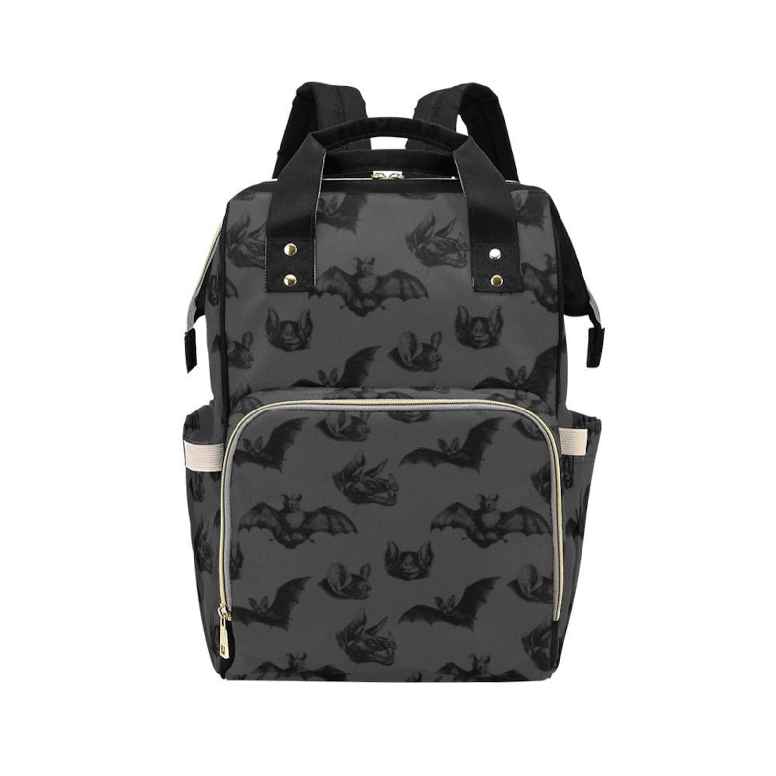 Spooky Bat Print Diaper Bag, Gothic Baby Backpack, Halloween Nappy Tote ...