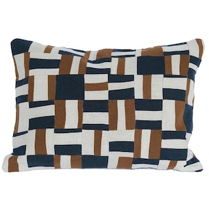 Modern Geometric Patchwork Linen Lumbar Cushion - Etsy