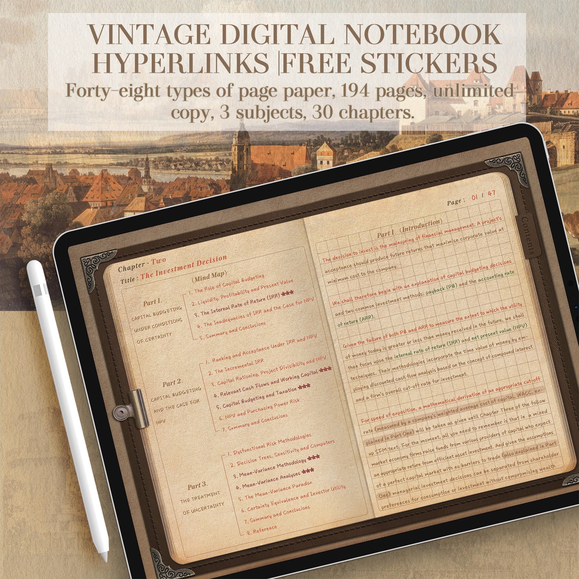 Digital Notebook, Vintage, Free Stickers, Hyperlinked, Designed for ...