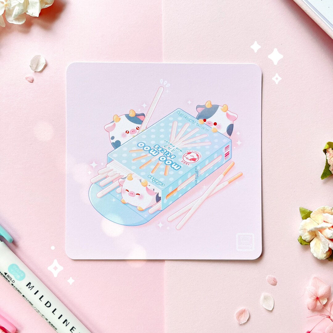 Cute Cow and Moo Moo Sticks Art Print - Etsy