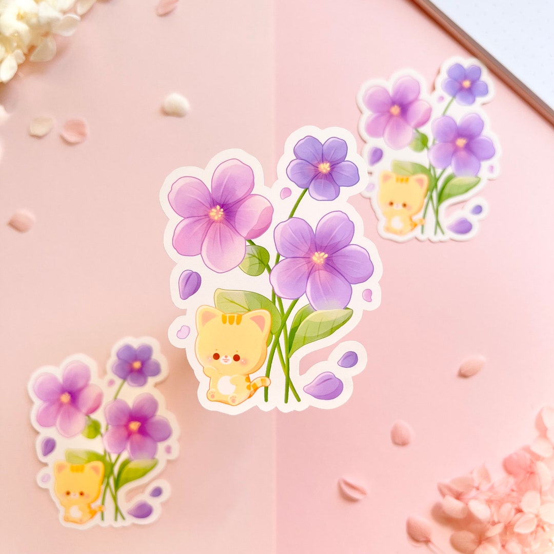 Violet Birth Month Flower Sticker | Journal, Laptop, Bottle, Planner ...