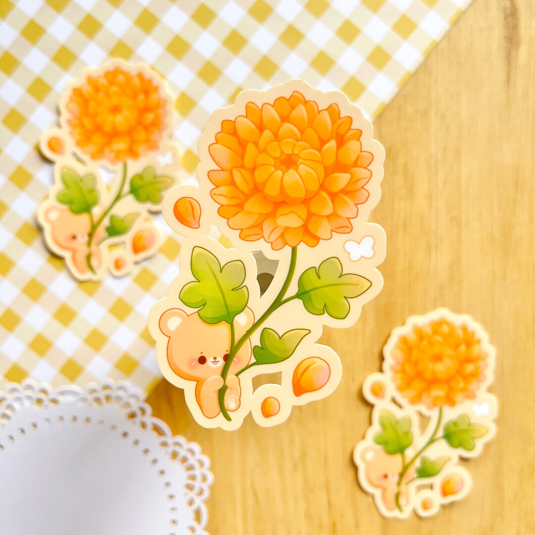 Chrysanthemum Birth Month Flower Sticker Journal, Laptop, Bottle ...