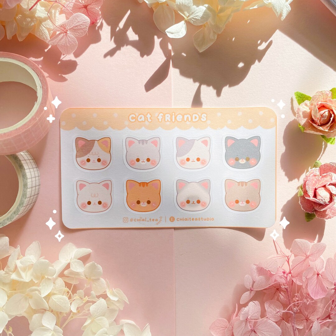 Cute Cat Friends Sticker Sheet Bullet Journal Scrapbooking - Etsy