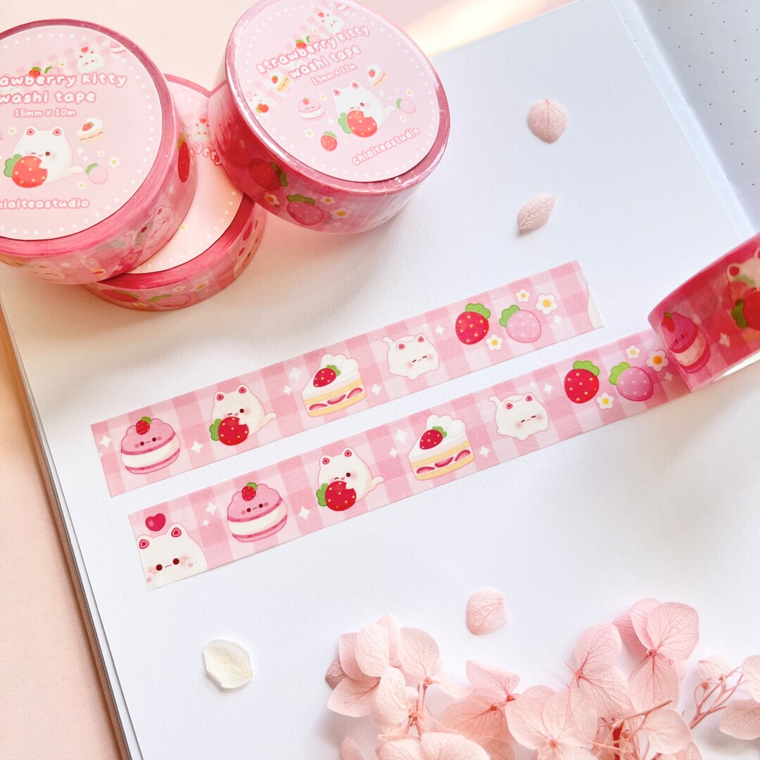 Cute Strawberry Cat Washi Tape Decorative Tape Journaling Tape ...