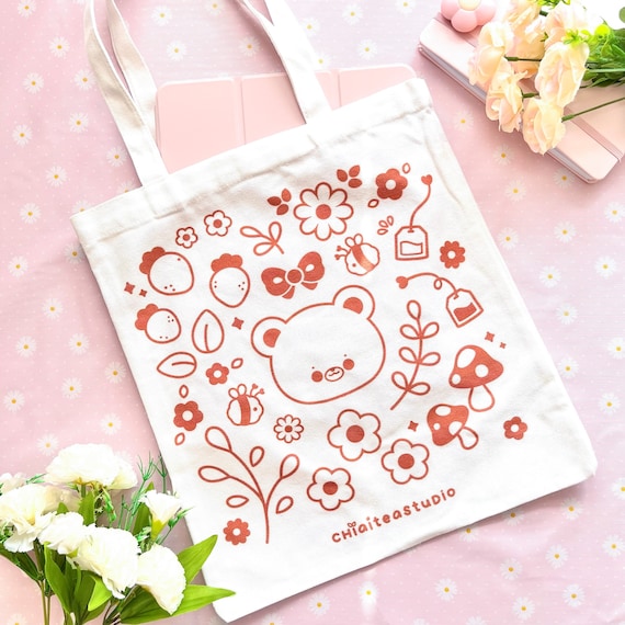 Cute Cottage Core Bear Tote Bag - Etsy